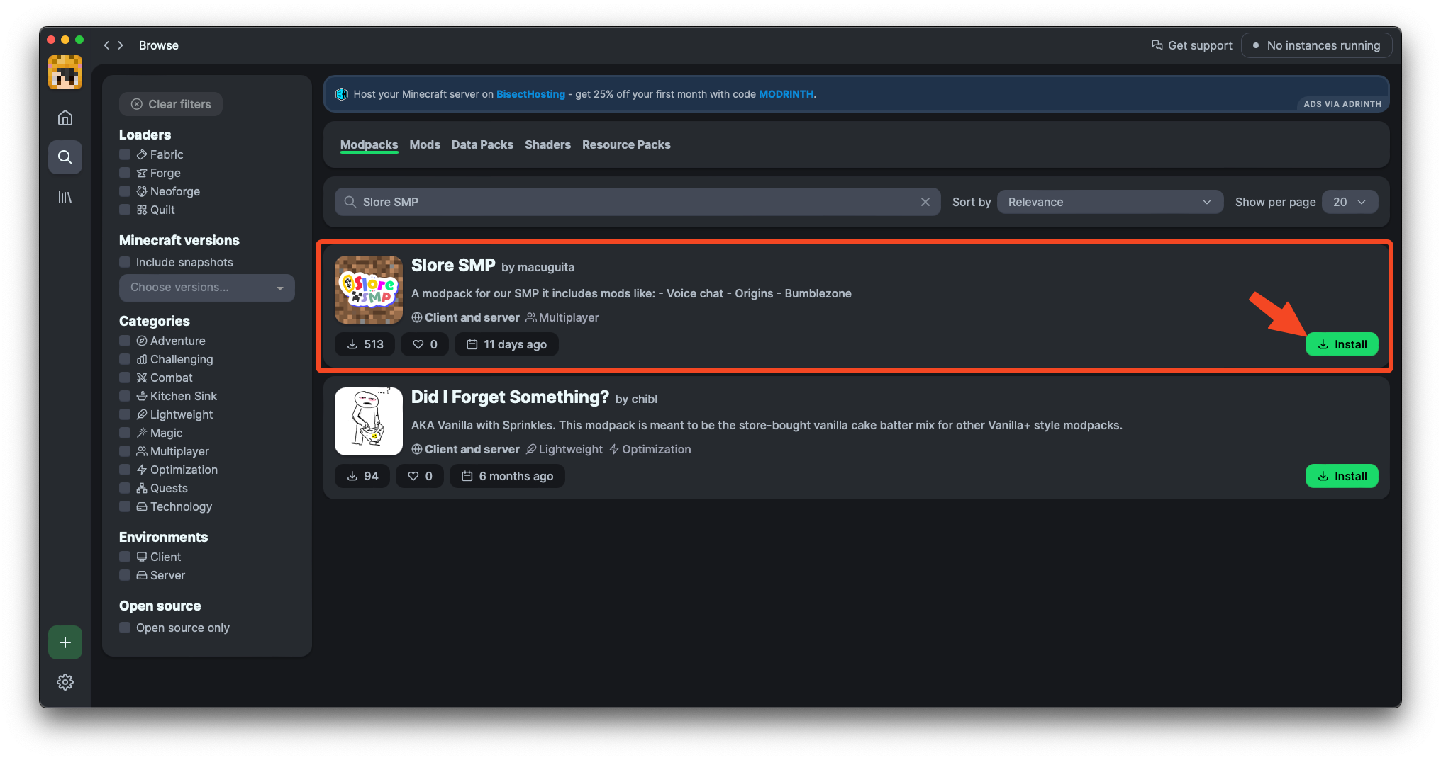Modrinth app installation